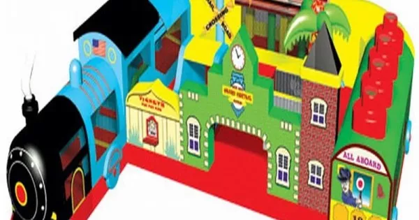 Fun Express Train Station Inflatable - Kids Bounce House | East Inflatables